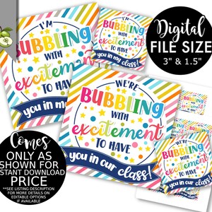 I'm Bubbling Over to Have You in My Class, Back to School Tag, Teacher ...