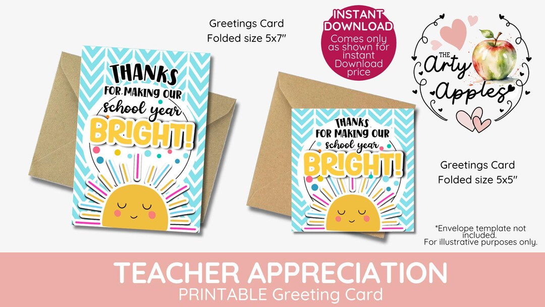 Printable Teacher Appreciation Card | Thanks for Making My School Year ...