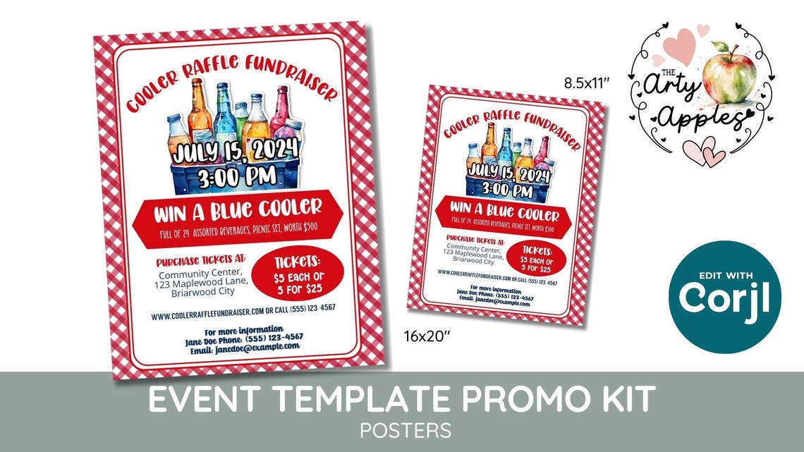 Editable Cooler Raffle, Support Our Cause, Raffle Ticket, Grand Prize ...