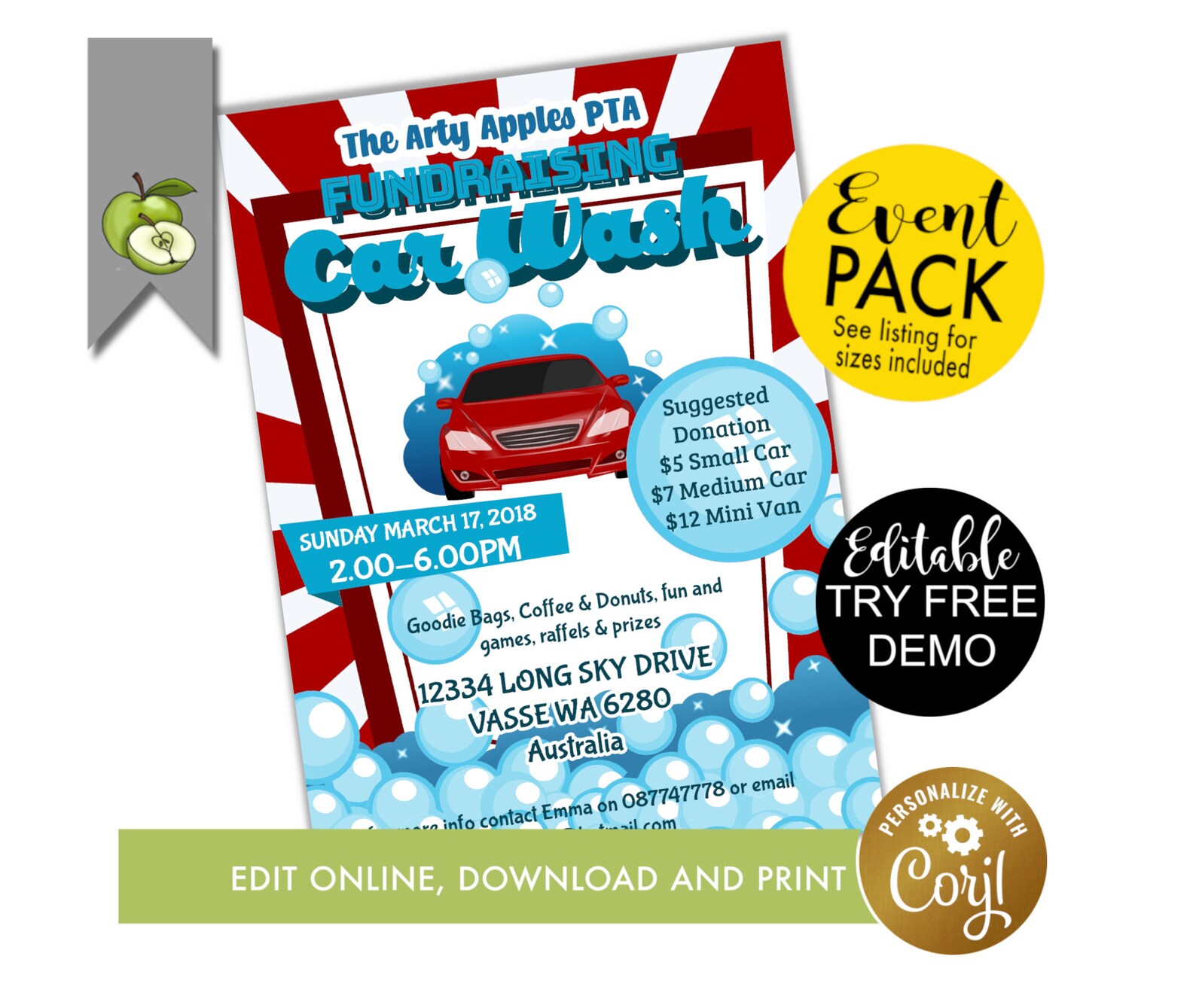 Car Wash Theme Event Flyer Printable PTO Fundraiser PTA - Etsy