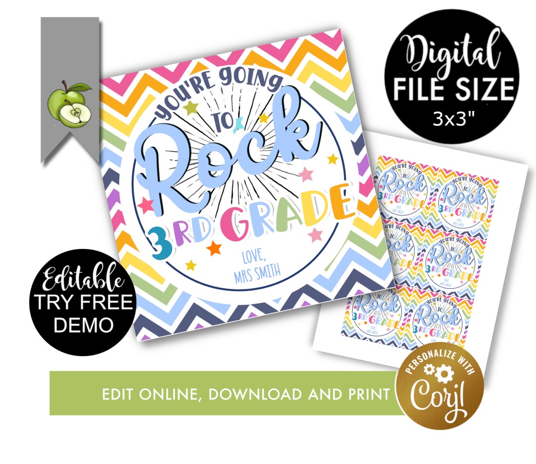 Rock New School Year Printable Gift Tag, New Class Teacher, Friends ...