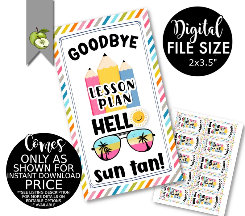 Goodbye Lesson Plan Hello Sun Tan Teacher Appreciation Gift - Etsy