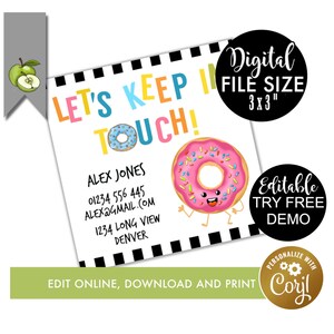 Editable Keep in Touch Summer Calling Card Mom Contact Card - Etsy