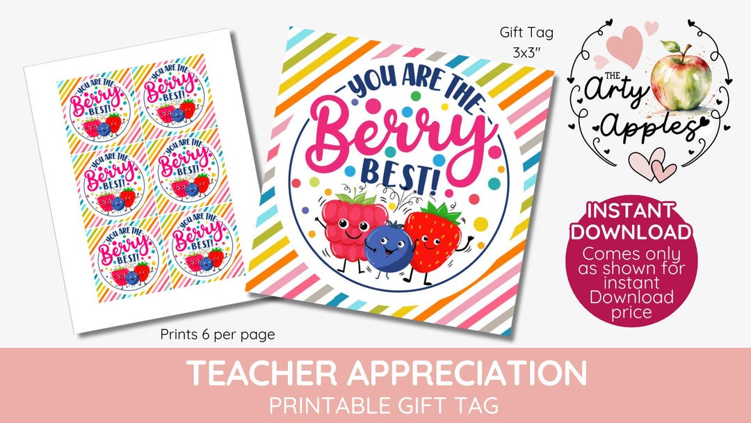 You Are the Berry Best Gift Tag, Thank You Gift, Strawberry Tag ...