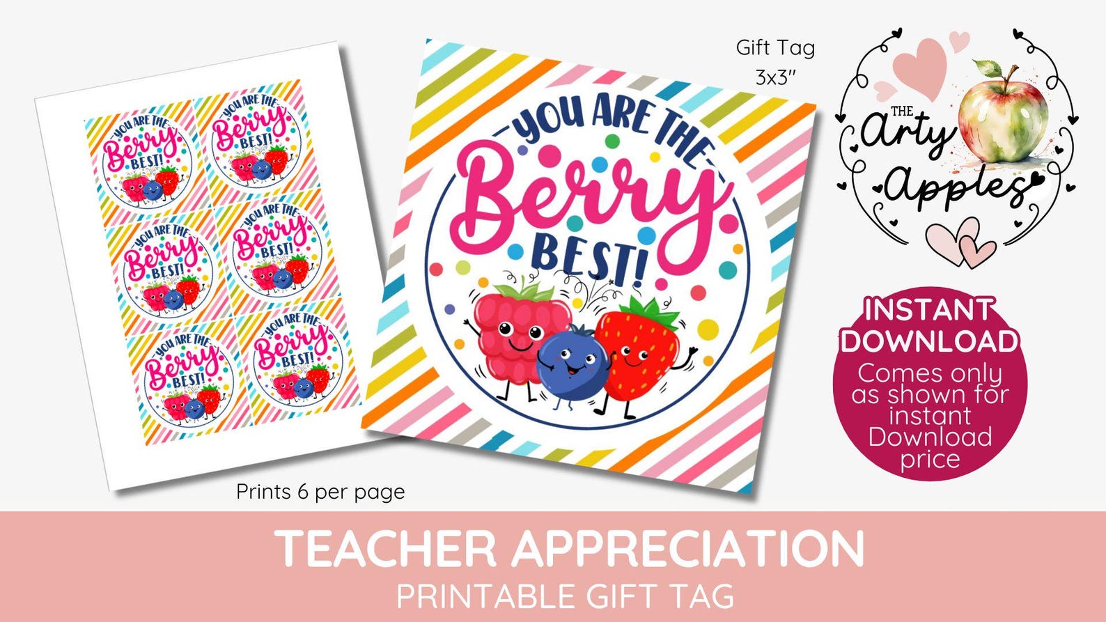 You Are the Berry Best Gift Tag, Thank You Gift, Strawberry Tag ...