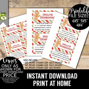 Gingerbread Buttons Printable Bag Toppers, Instant Download 3 Sizes ...