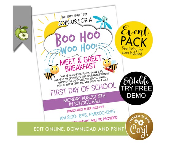 Editable BOO Hoo Back to School Poster Breakfast Template | Etsy