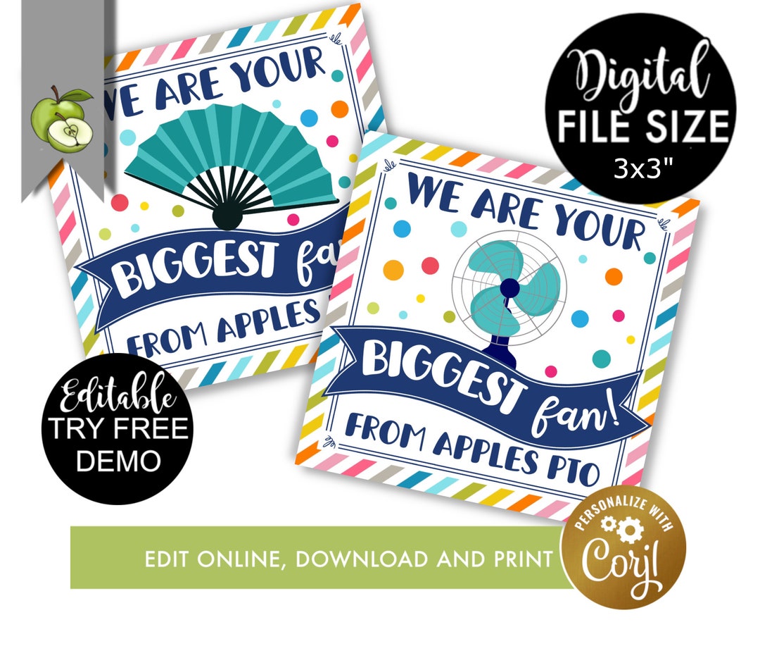 Biggest Fan Editable Gift Tag, Teacher Appreciation, Template Printable ...