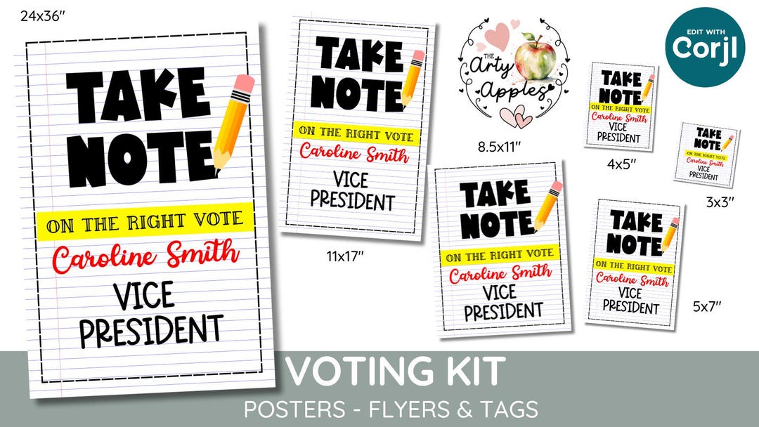 Editable Election Vote Campaign Poster, Class Voting Flyer, Take Note ...