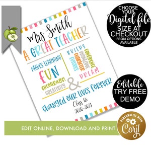 Editable Teacher Appreciation Gift a Great Teacher Printable - Etsy UK
