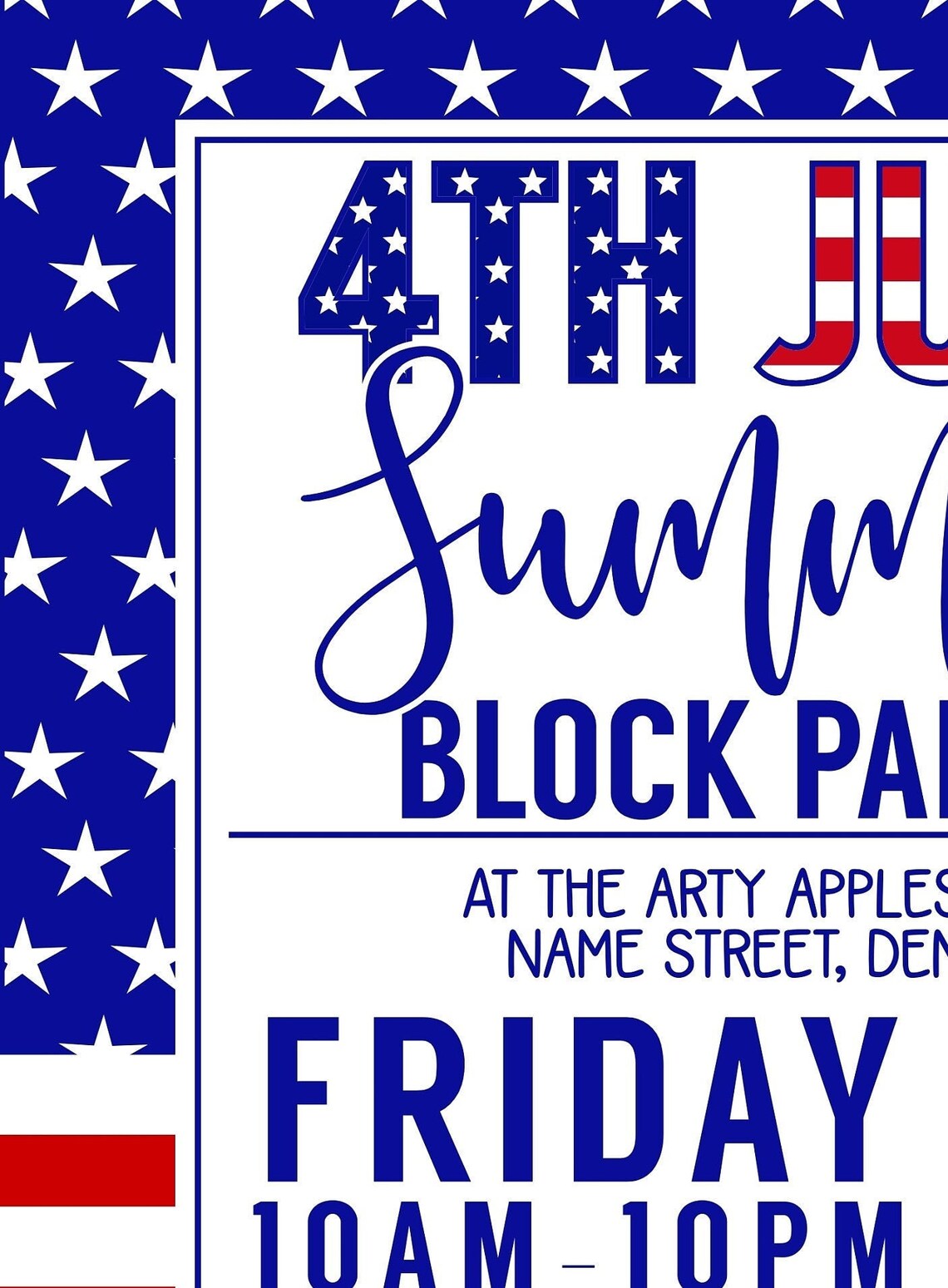 Editable 4th July Patriotic Flag Party Flyer Template Stars | Etsy