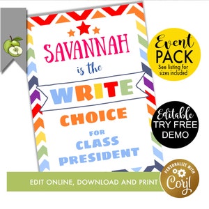 Editable Vote Rainbow Elementary School Vote Flyer, Template, Class ...