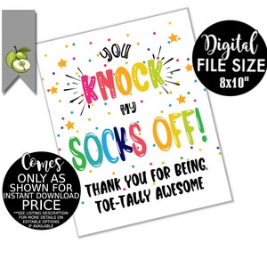 Sock Sign Thank You for Working Your Socks Off 8x10 - Etsy