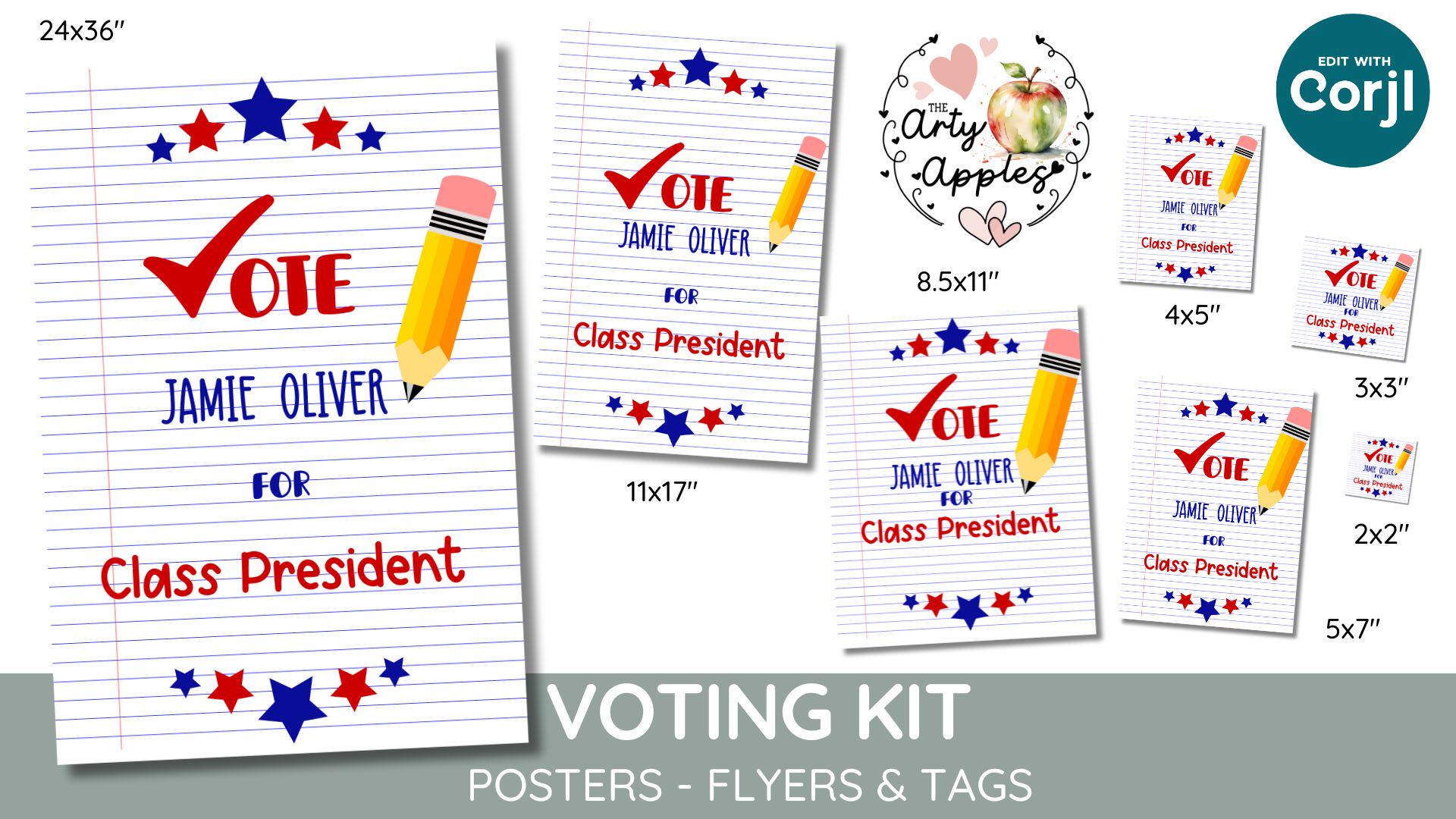 Vote for Me Editable Tag, Class President, Note Paper, School Vote Tag ...
