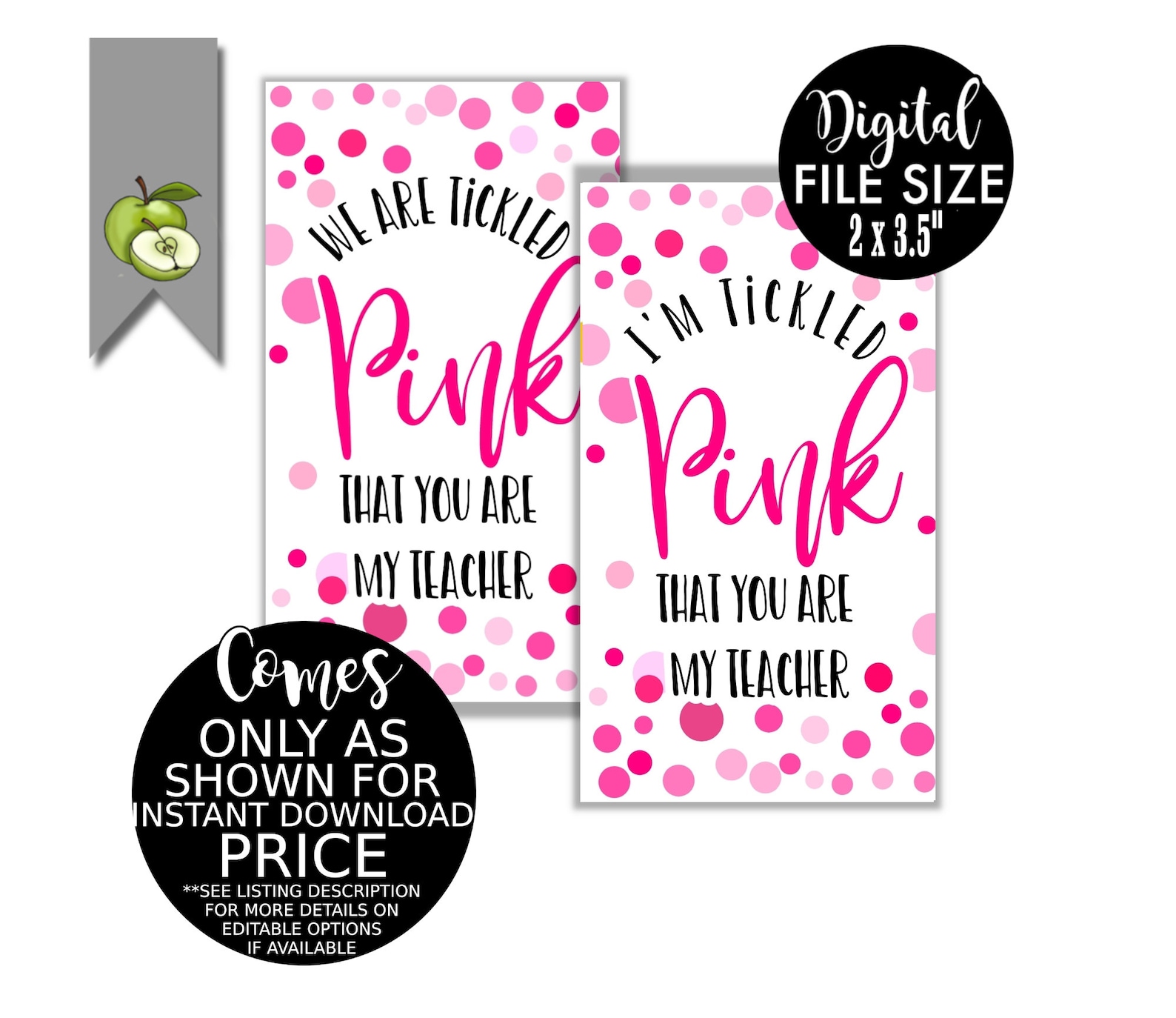 I'm tickled pink you're my teacher tags we are | Etsy