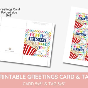Just Poppin' by to Say Thank You Popcorn Gift Tag & Card, Popping ...