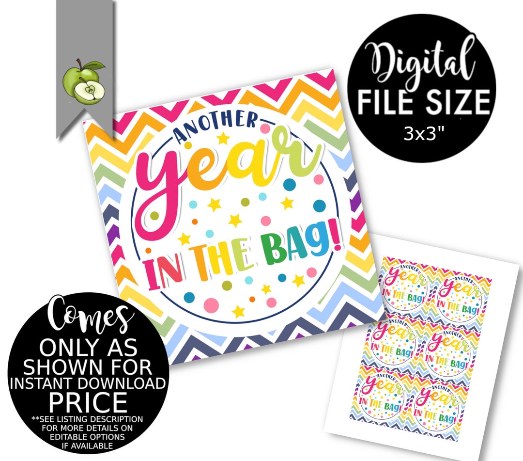 Another Year in the Bag Printable Gift Tag Reusable Tote Bag - Etsy