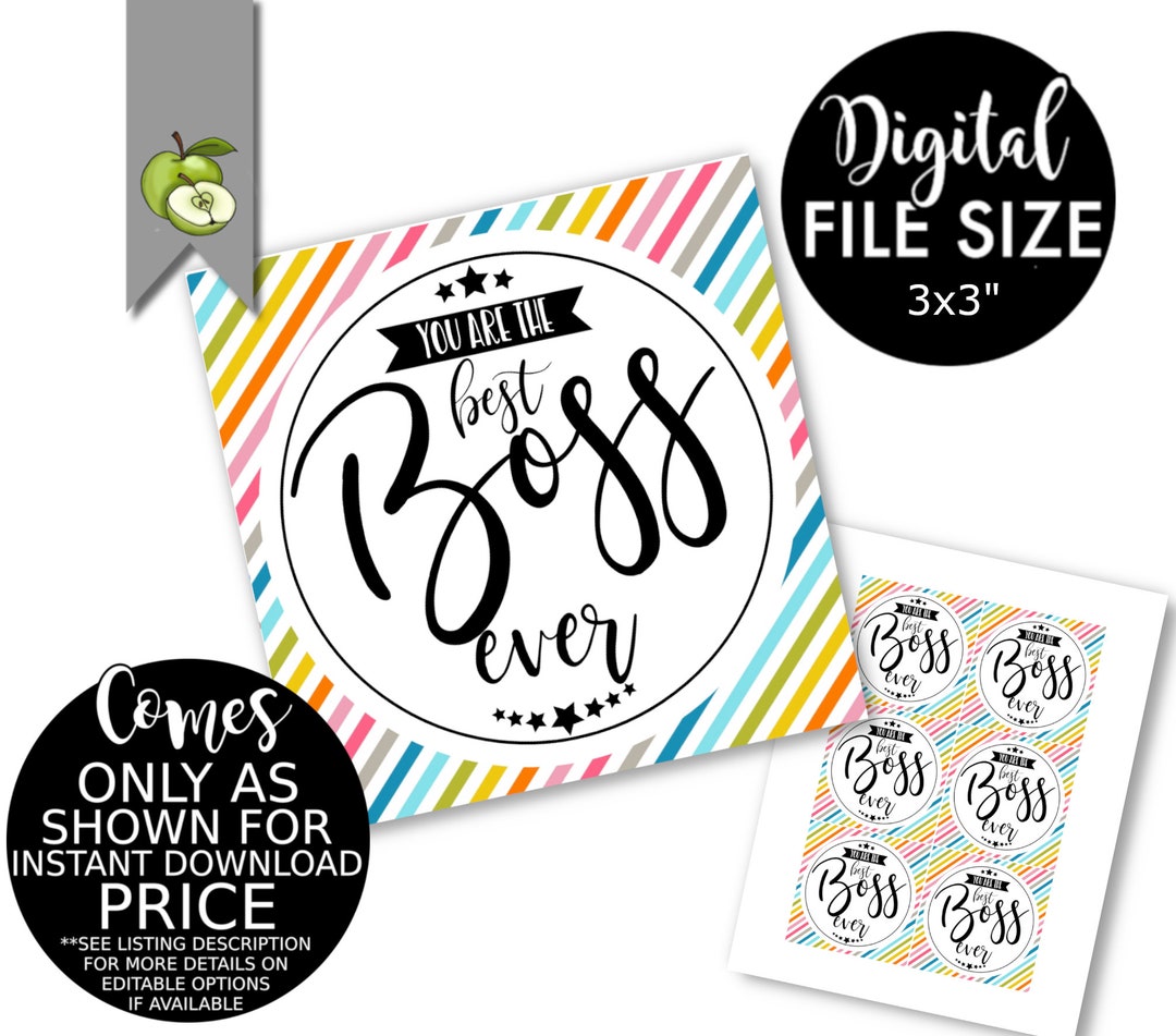Best Boss Ever Printable Gift Tag Card Awesome Boss Boss - Etsy