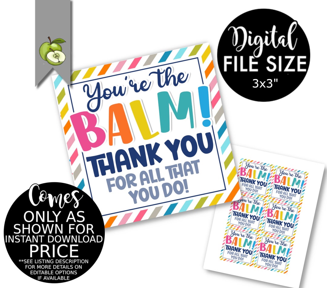 Lip Balm Gift Tags, Balm Gift Tag, Coach, for Lip Balm, Teacher Lip ...