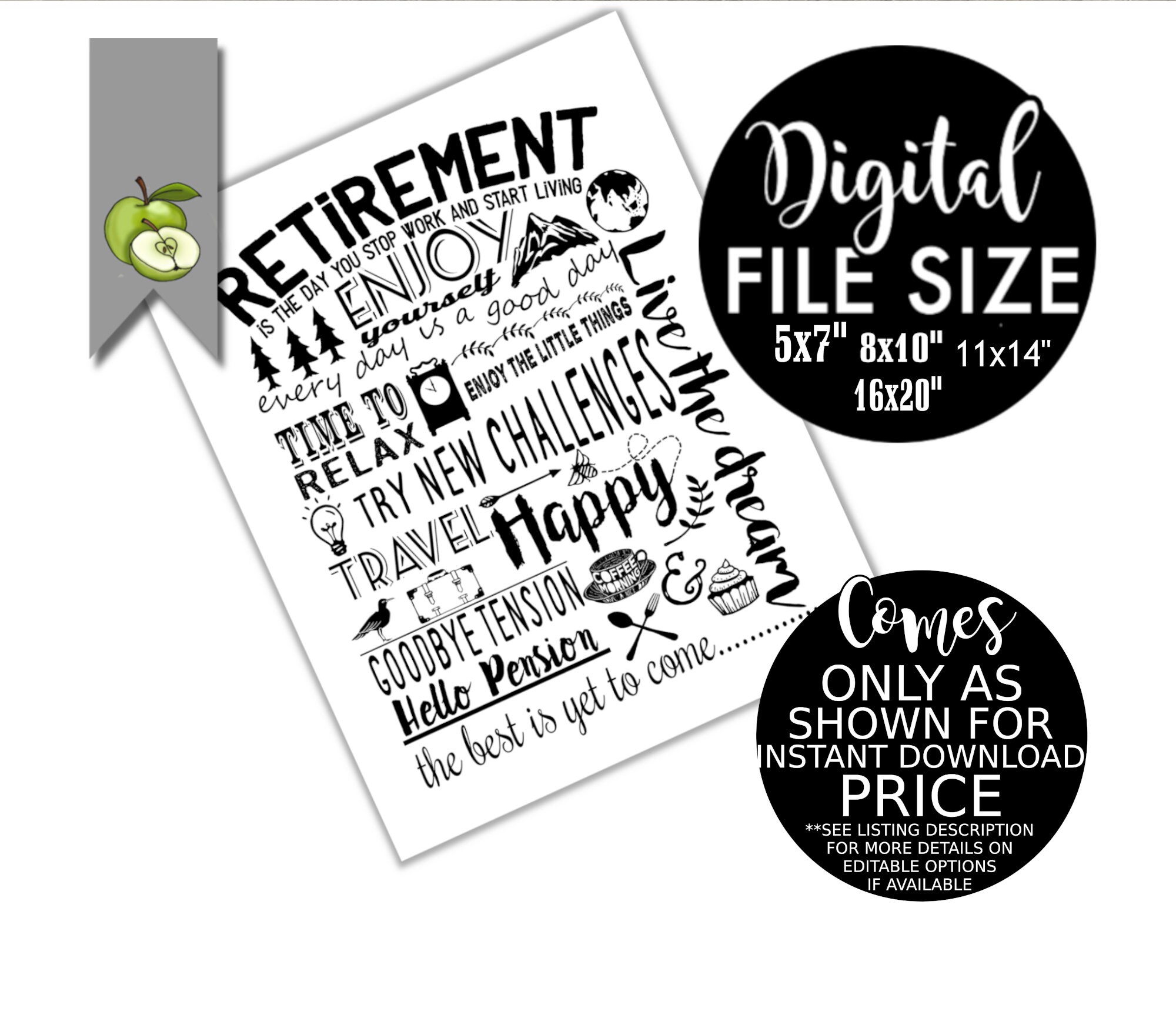 Retirement Poster INSTANT DOWNLOAD Retirement Leaving - Etsy UK