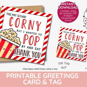 This May Sound Corny Thank You Popcorn Gift Tag, Staff Employee ...