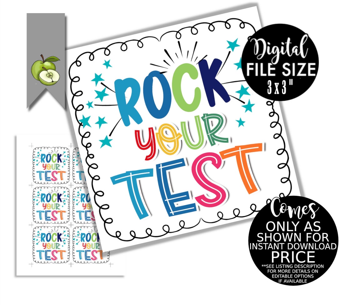 Rock Your Tests Gift Tag Printable Rock Gift Tag Exams | Etsy