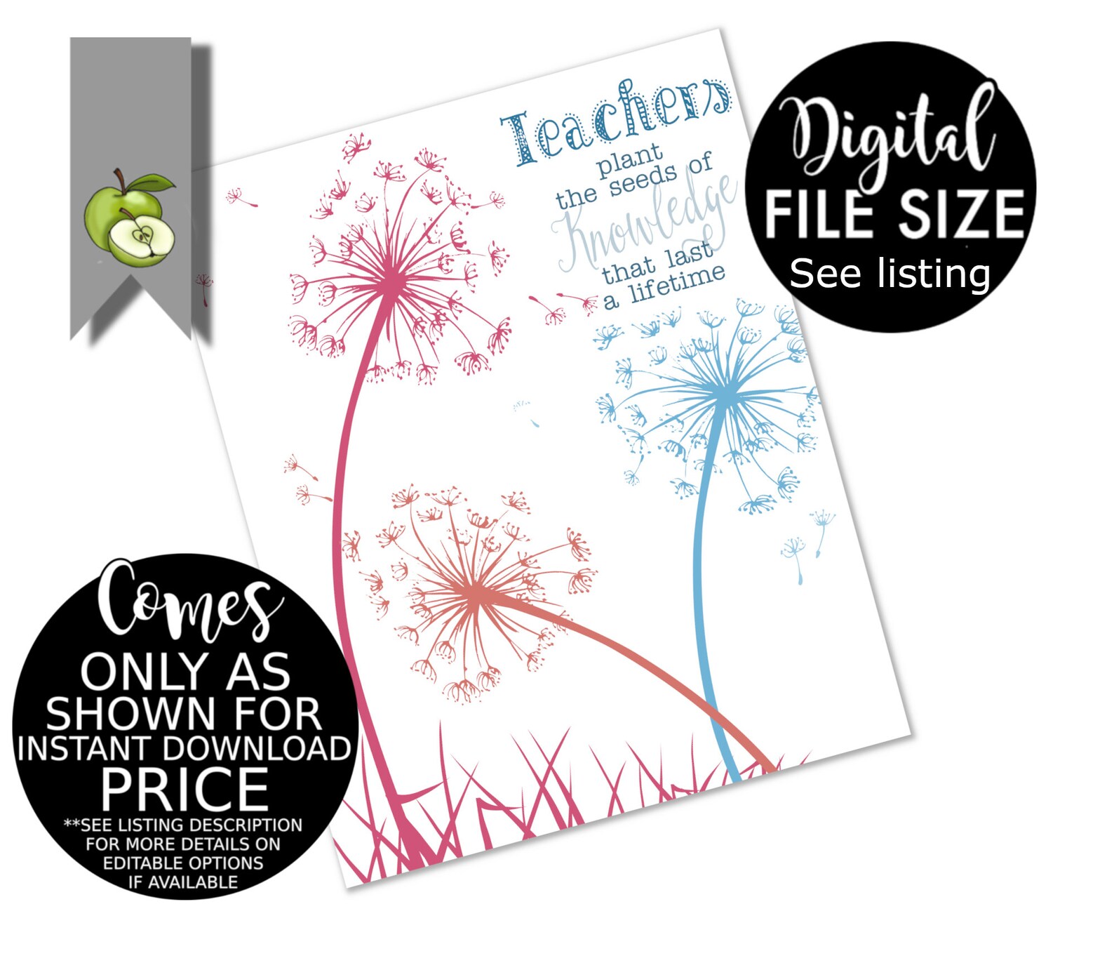 Dandelion fingerprint Teacher Appreciation gift class plant | Etsy