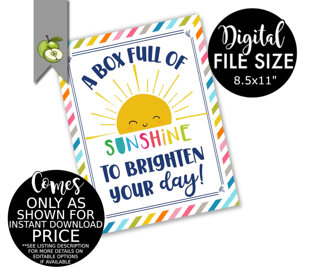 A Box of Sunshine to Brighten Your Day, School Supplies, Back to School ...