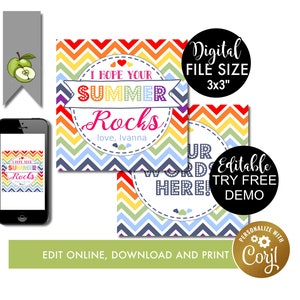 I Hope Your Summer Rocks, Editable Tag, Rock Gift Tag, Class Gift ...