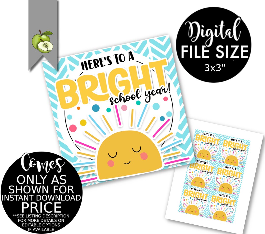 Here's to a Bright School Year, Back to School Printable Gift Tag, Meet ...