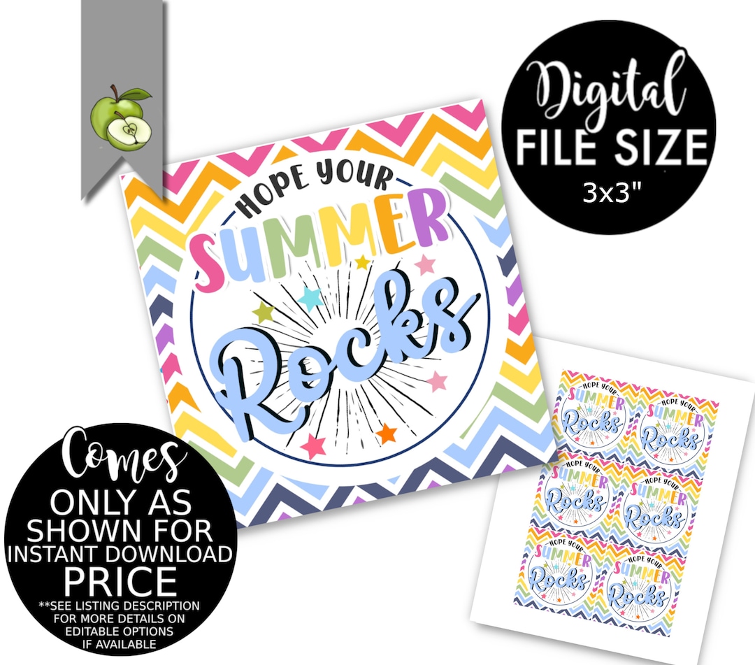 Hope Your Summer Rocks Printable Gift Tag, Rock, Pop Goodbye Class Gift ...