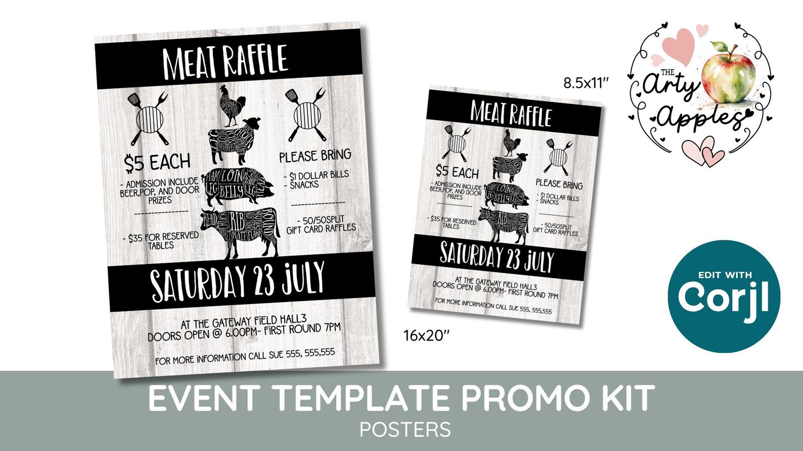 Editable Raffle Fundraiser Flyer, Meat Event Flyer, Butcher Raffle ...