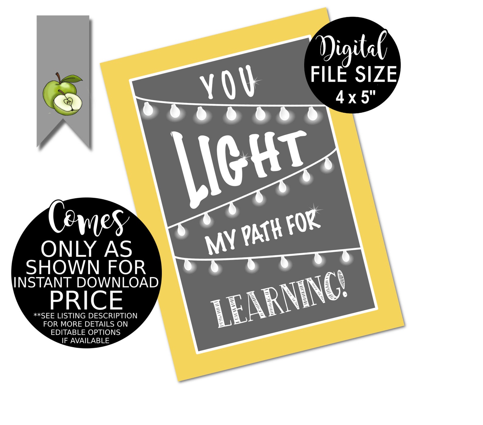You Light My Path for Learning Gift Tag Teacher Appreciation | Etsy