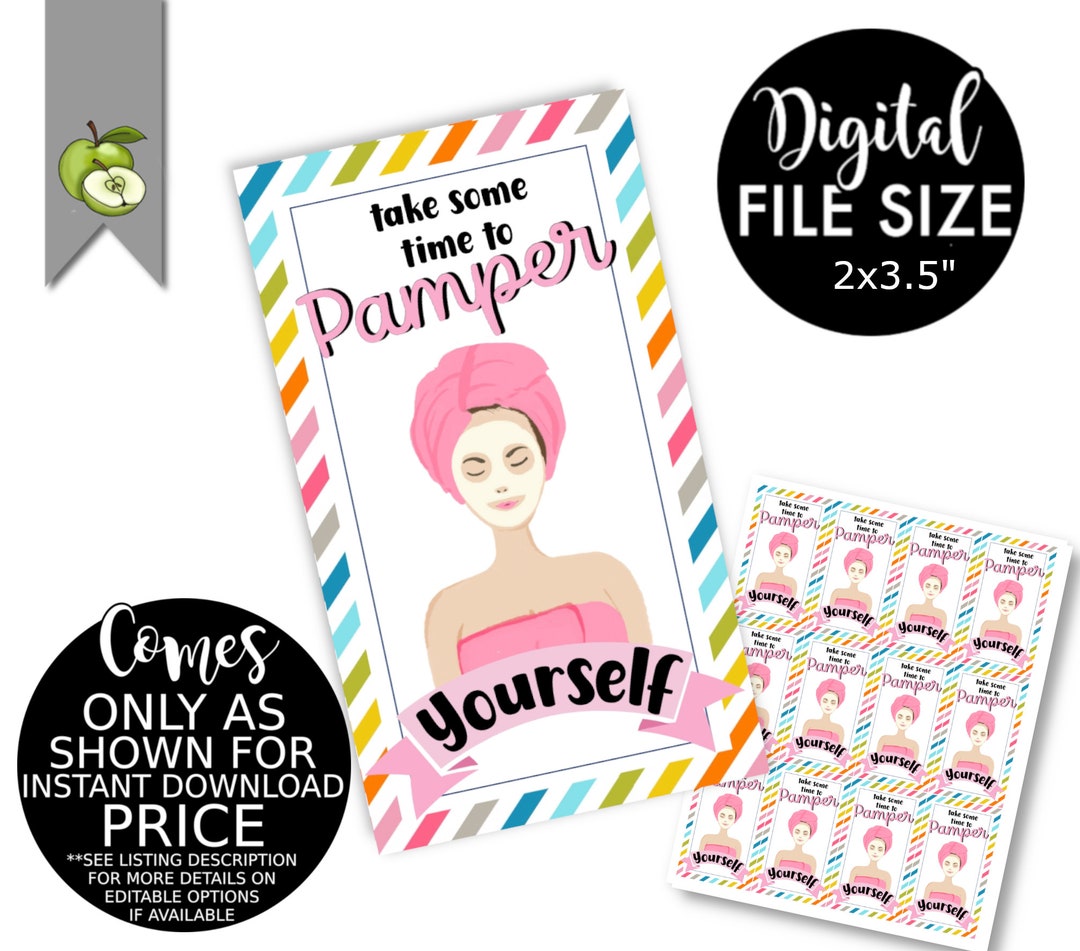 Pamper Yourself Thank You Gift Tag, Spa Yourself Gift Tag, Teacher ...