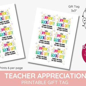 Sock Gift Tags, Thank You for Being a Toe-tally Awesome, Toe Pun, Socks ...