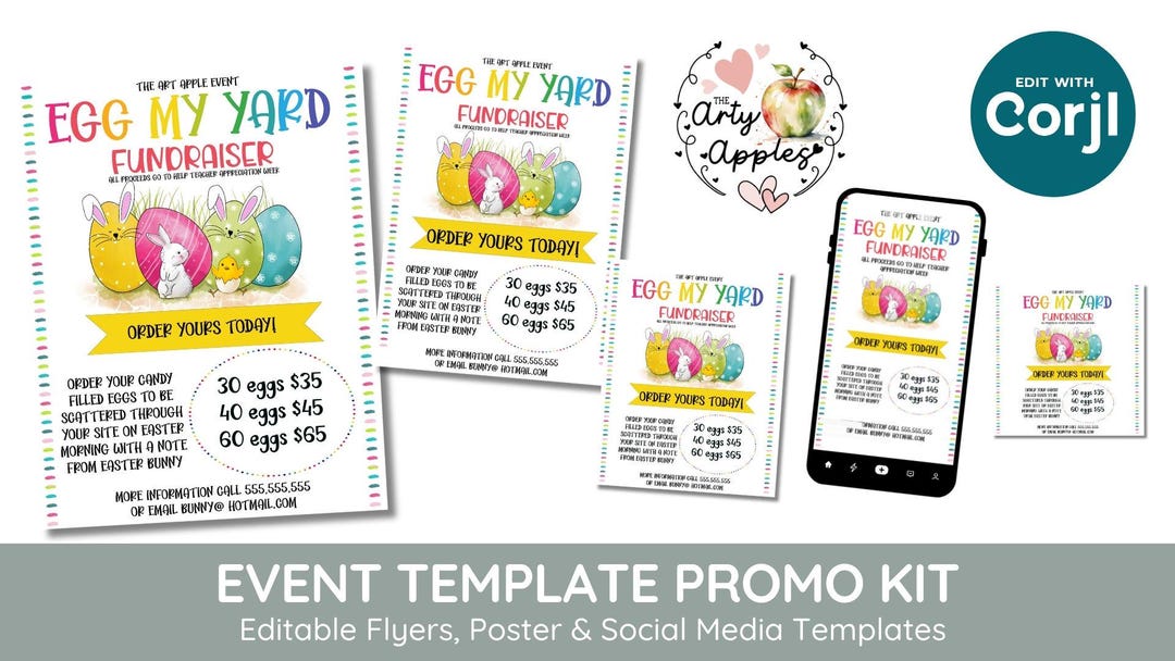 Egg My Yard Fundraiser, Editable Egg Event Easter Bunny, Egg My Yard ...
