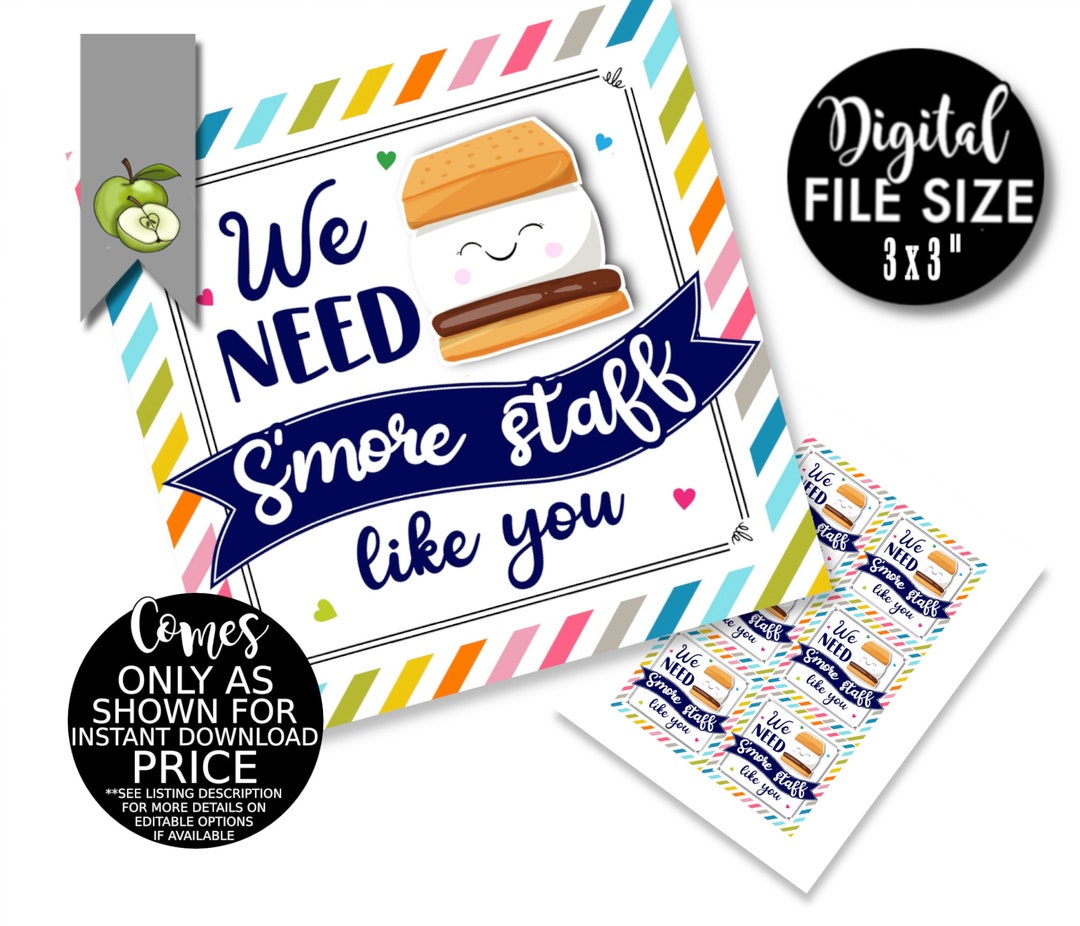 We Need S'more Staff Like You Gift Tags Printable, Staff Gift, Picnic ...