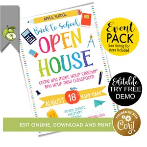 EDITABLE Back to School Open House, PTO Meet the Teacher, School ...