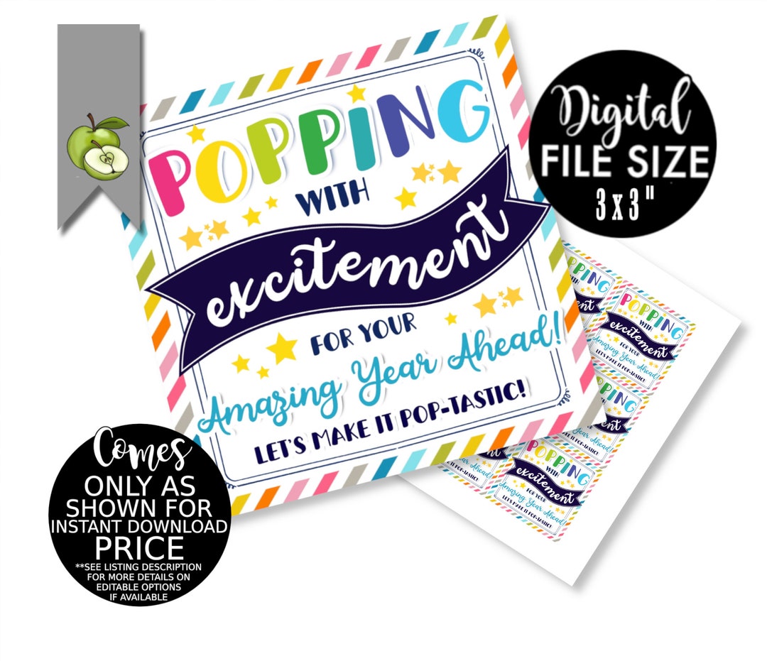 PRINTABLE Popping With Excitement for Your Amazing Year Ahead Let's ...