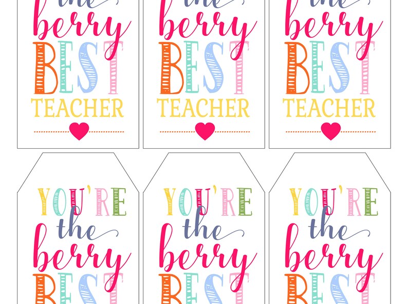 You're the Berry Best Teacher Gift Tags Strawberry Gift - Etsy