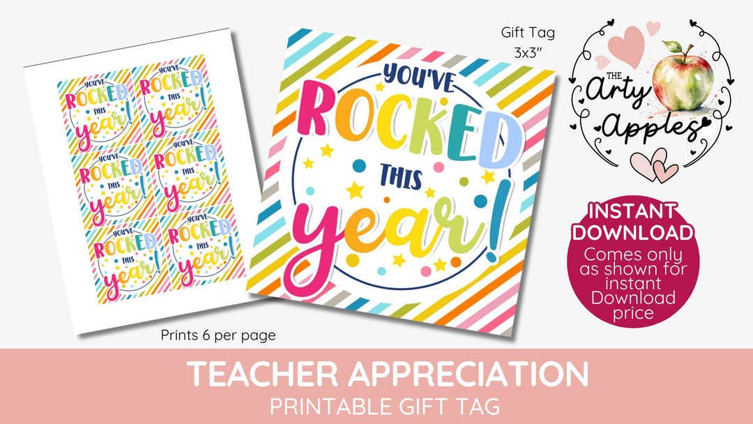 You've Rocked This Year! I Hope Your Summer Rocks, Rock Gift Tag, Class ...
