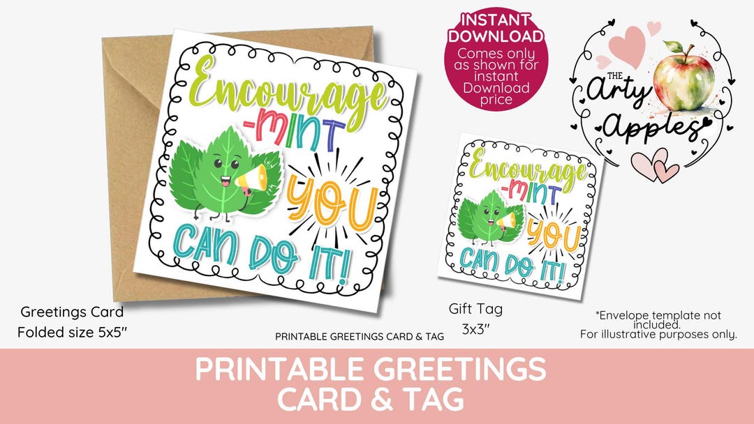 Encourage-mint You Can Do It! Gift Tag, Test, Exams, Test Promotion ...