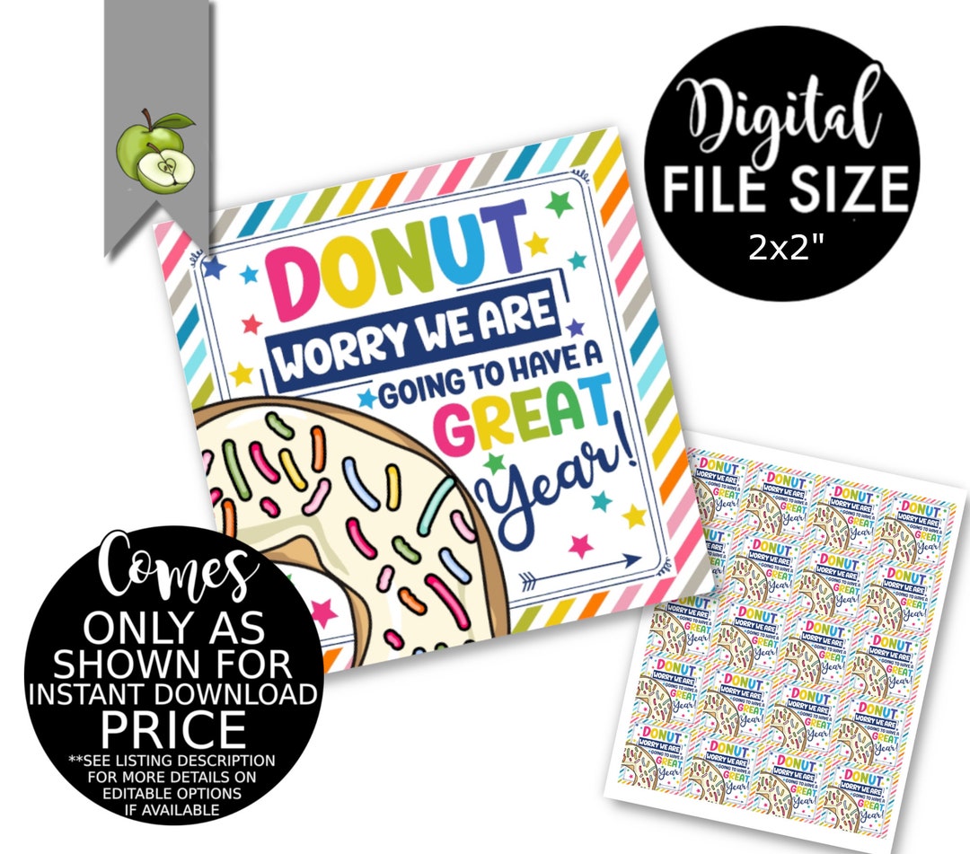 Donut Worry Printable Gift Tag, Back to School New Class Student Gift ...