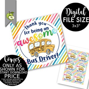 Awesome Bus Driver Appreciation Gift Tags Gratitude for Bus - Etsy