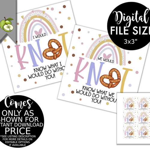 Chocolate Pretzel Gift Tag Teacher Staff Employee School | Etsy