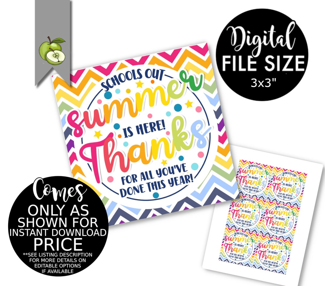 School Out for Summer Printable Gift Tags Beach Sun Teacher - Etsy