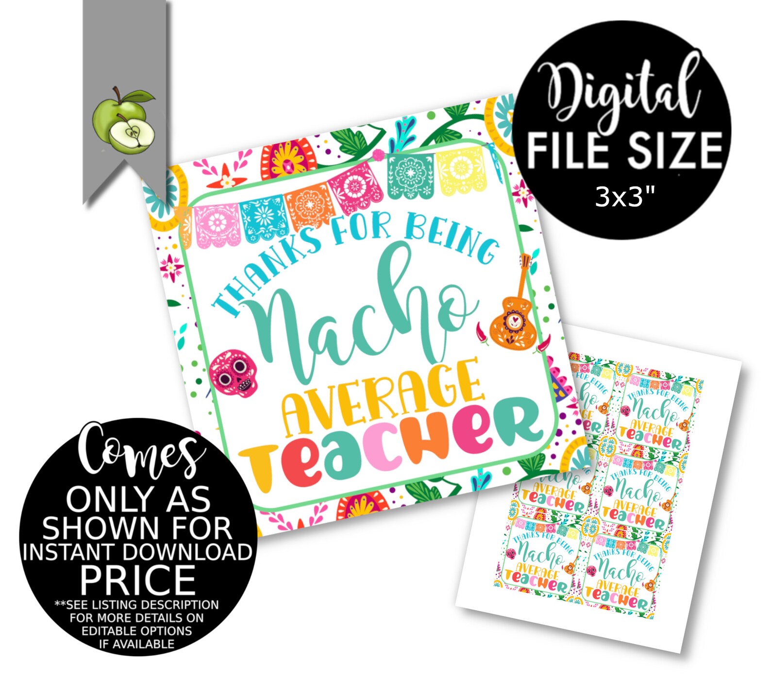 Nacho Average Teacher Gift Tag Teacher Appreciation Thank - Etsy