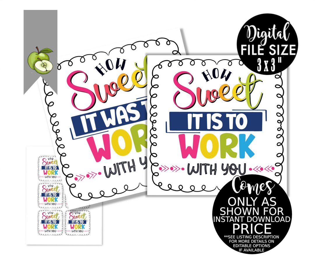 How Sweet It is to Work With You! Sweet Cone Gift Tag, Candy, Colleague ...