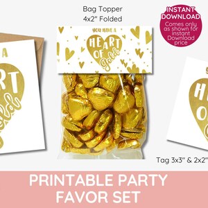 Teacher Appreciation Gift Tag Bag Topper, Gold Heart Card (printable ...