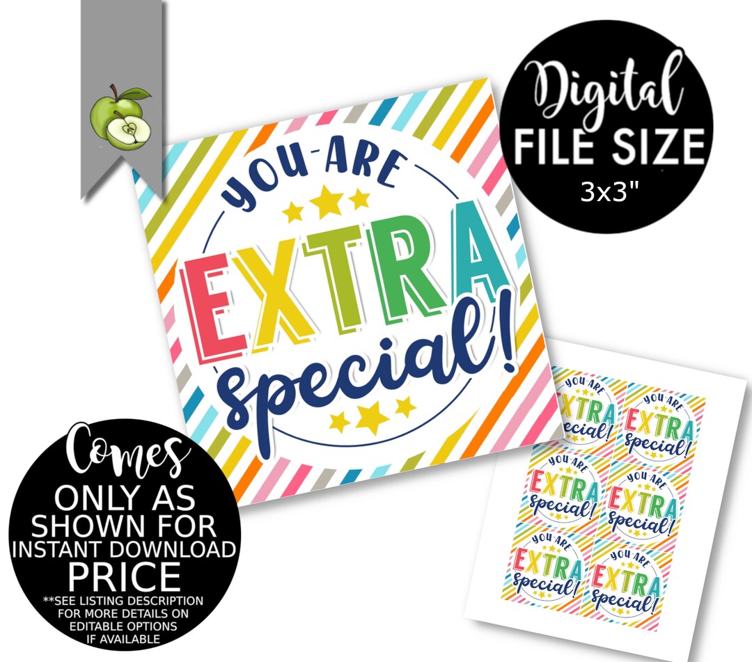 You Are EXTRA Special Gift Tag, Chewing Gum Favor, Mint Favor Tag ...